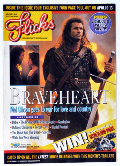 FLICKS Magazine 1995 Sept - Mel Gibson, Meryl Streep, Tom Hanks, Clint ...