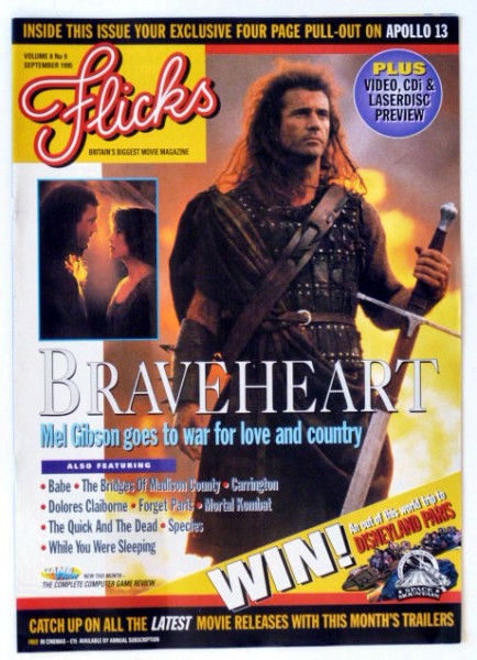 FLICKS Magazine 1995 Sept - Mel Gibson, Meryl Streep, Tom Hanks, Clint ...
