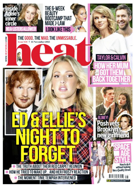 Heat Magazine Issue 858 Ed Sheeran & Ellie Goulding, Jimmy Carr (7-13 ...