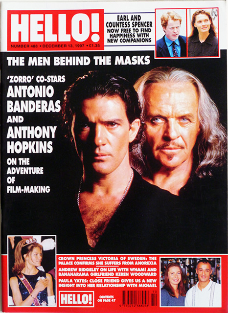 HELLO! Magazine Issue 488 Antonio Banderas & Anthony Hopkins, Paula ...